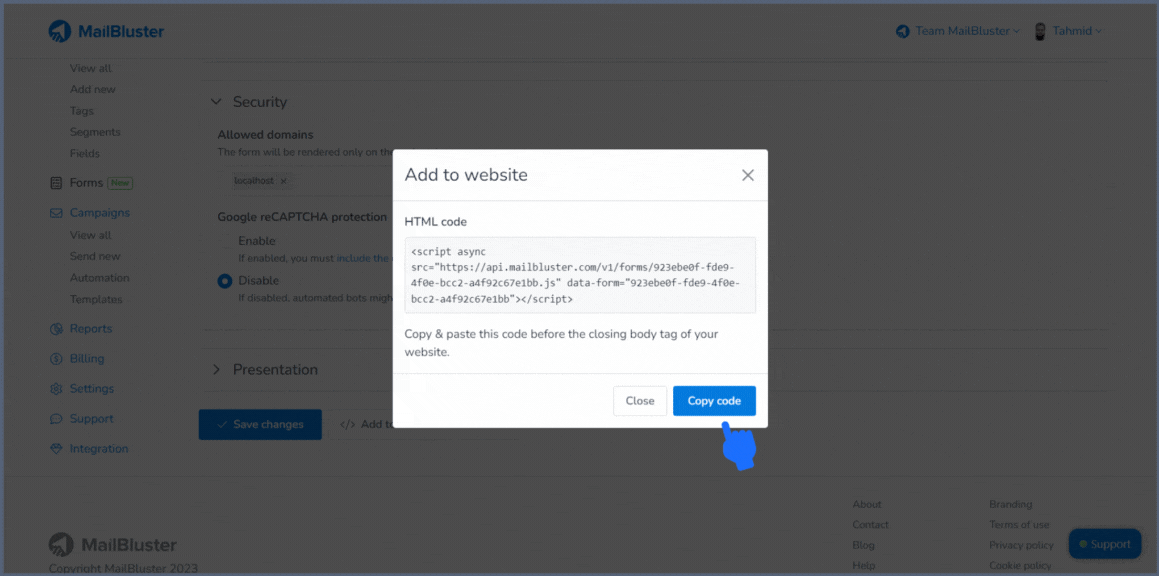 MailBluster Forms For Your Website - A Step-by-Step Guide - MailBluster ...